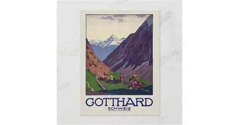 Gotthard Schweiz Switzerland Vintage Poster 1914 Postcard Zazzle