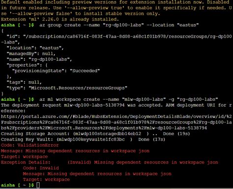 I Am Not Able To Create A Workspace On Azure Cloud Shell Microsoft Qanda