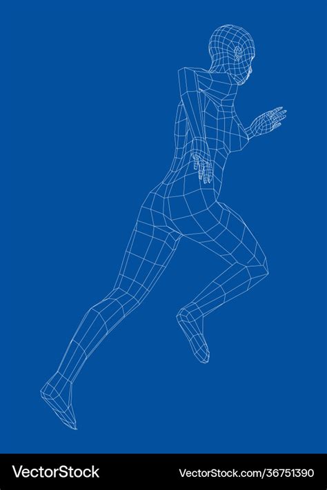 Wireframe Running Woman Royalty Free Vector Image