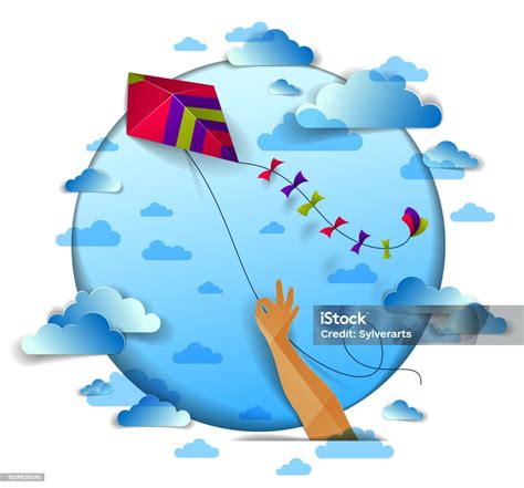 손 들고 연 흐린 하늘 자유와 분명히 감정적인 개념 벡터 현대적인 스타일 종이 3d 일러스트 컷 3차원 형태에 대한 스톡 벡터 아트 및 기타 이미지 Istock