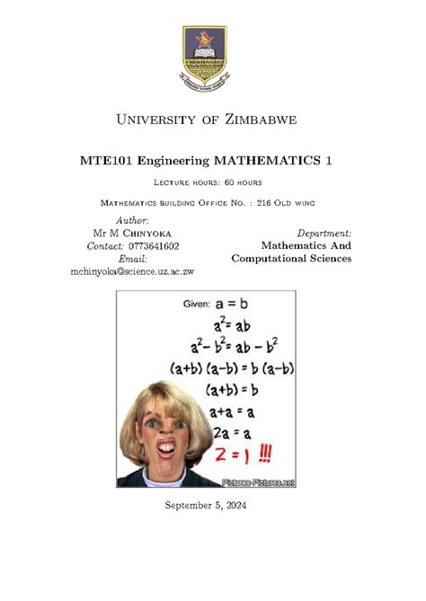mte101eng matheatics 1 university of zimbabwe mte101 engineering