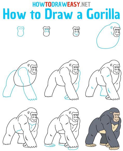 How To Draw A Gorilla Step By Step Tutorial