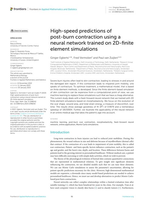 Pdf High Speed Predictions Of Post Burn Contraction Using A Neural Network Trained On 2d