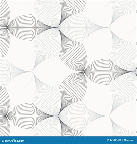 Linear Vector Pattern Repeating Abstract Flower Leaves Gray Line Of Leaf Or Flower Floral