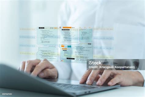 Software Developer Or Programmer Coding Program With Laptop Data Engineering Intelligence