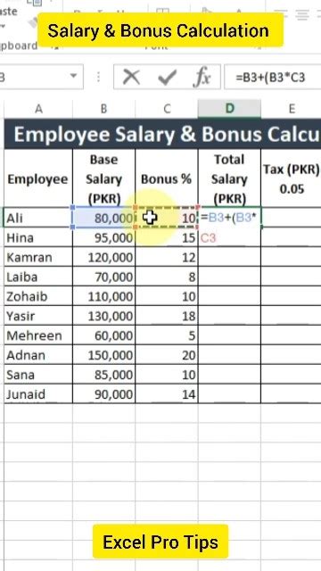 How To Salary And Bonus Calculation In Ms Excel Bonus Salaryincrease