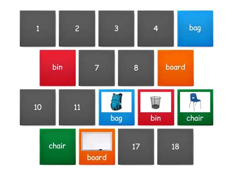 PE Classroom Objects Find The Pairs Matching Pairs