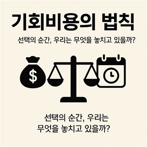 선택의 순간 우리는 무엇을 놓치고 있을까 기회비용의 법칙
