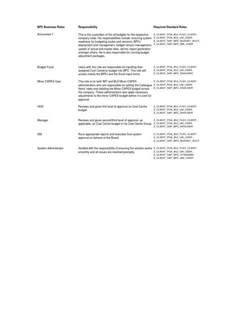 Sap Bpc Nw 10 Sample Security Matrix Pdf Computer File Information Technology Management