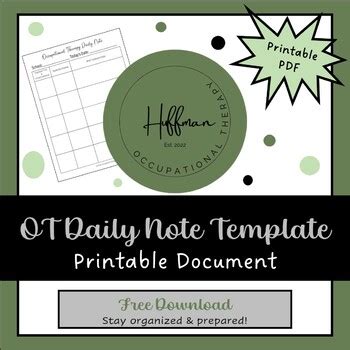 Occupational Therapy Daily Note Template Babe Based TPT