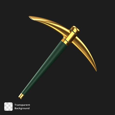 Premium Psd 3d Icon Of A Green And Gold Pickaxe