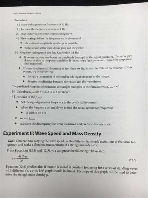 Solved Lab 12 Standing Waves On A String Introduction A