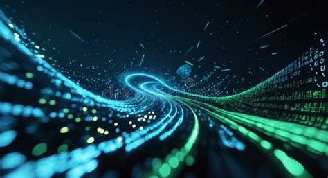 Abstract Data Stream Visualization Binary Code And Luminous Particle