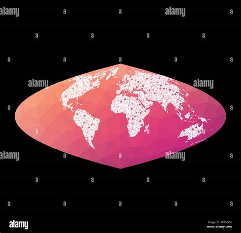 World Network Map Craster Parabolic Projection Wired Globe In Craster Projection On Geometric