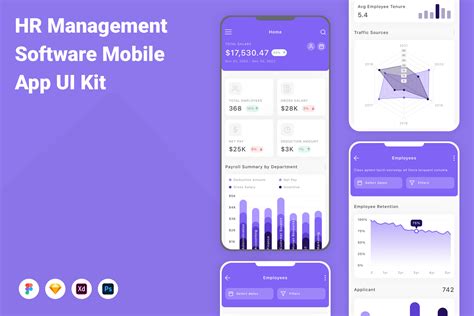 HR Management Software Mobile App UI Kit Graphic By Betush Creative Fabrica
