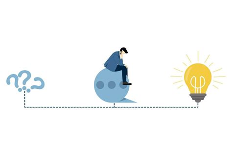 Businessman Thinking Bubble Connecting Question Mark With Light Bulb Solution Problem Solving