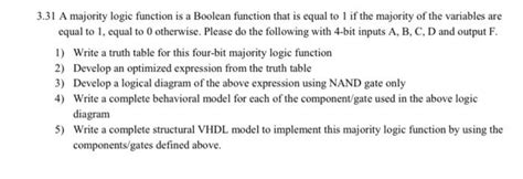 Solved 331 A Majority Logic Function Is A Boolean Function