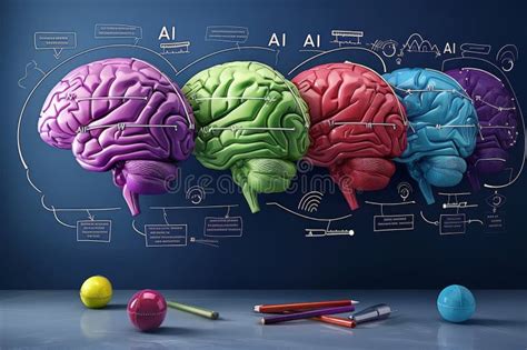 Artistic Ai Brain Illustration With Vibrant Colors Highlighting