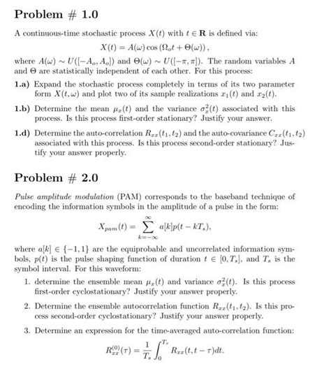 solved problem 1 0 a continuous time stochastic process