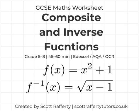Gcse Maths Composite And Inverse Functions Revision Worksheet Grade 5 8 Etsy Canada In 2025
