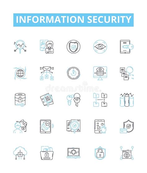 Data Privacy Linear Icons Set Security Encryption Breach Protection Privacy Anonymization