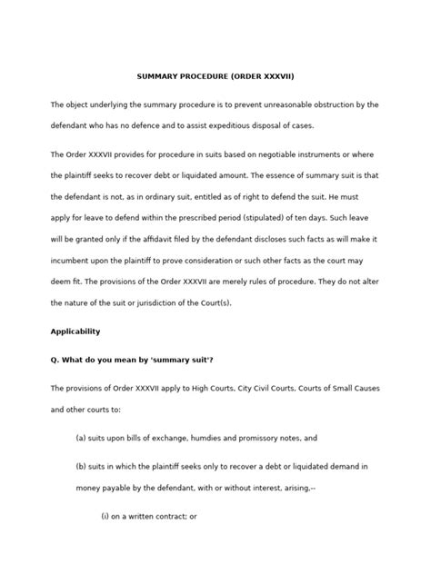 Summary Procedure Pdf Lawsuit Negotiable Instrument