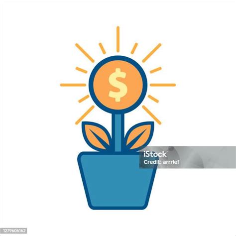 식물 아이콘 벡터입니다 돈 아이콘 플랫 디자인 스타일 아이콘 벡터 개념식물 100 달러 지폐 미국 지폐 통화에 대한 스톡 벡터