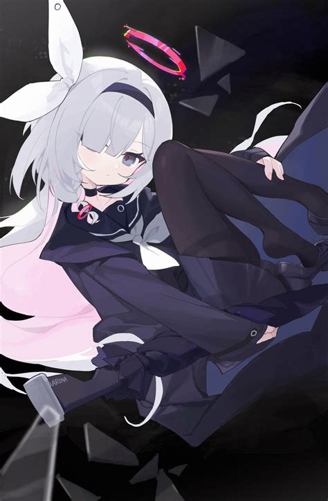 Plana Skirt School Uniform Arona Blue Archive Schoolgirl Desk Simple Background Hd Phone