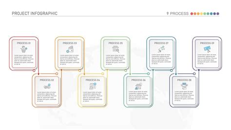 Premium Vector Horizontal Timeline Or Flowchart With 9 Square