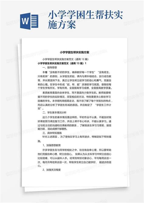 小学学困生帮扶实施方案word模板下载 编号qgbnykjz 熊猫办公