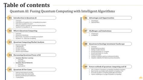 Table Of Contents Quantum Ai Fusing Quantum Computing With Intelligent Algorithms Ai Ss Ppt Sample