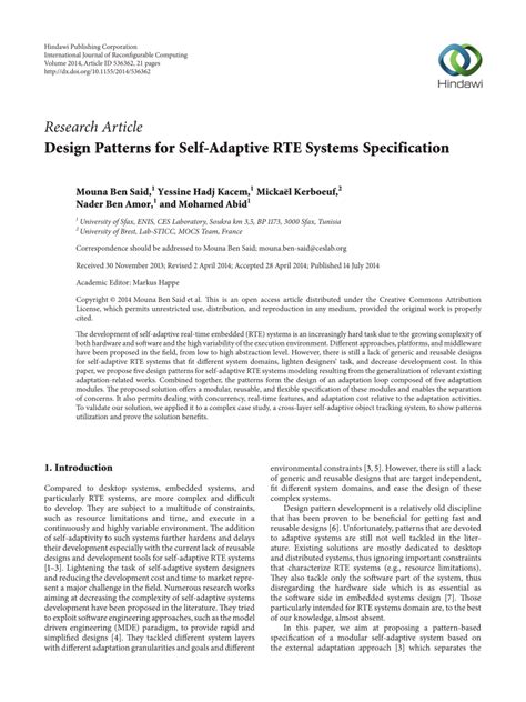Pdf Design Patterns For Self Adaptive Rte Systems Specification