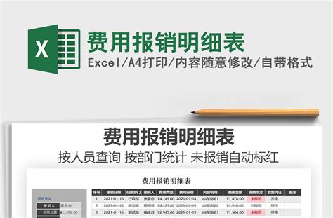 2021年费用报销明细表 Excel表格 工图网