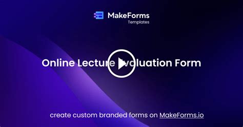 Online Lecture Evaluation Form