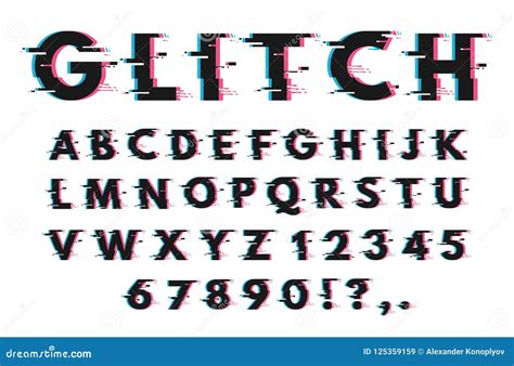Glitch Font Set Vector Illustration 69352176