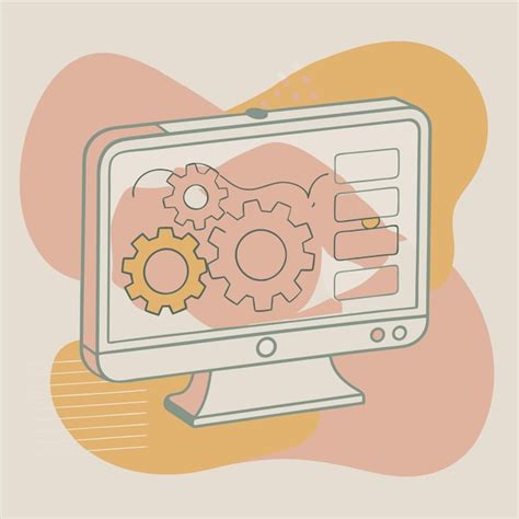 Premium Vector A Computer Monitor With A Gears On It And A Large Gear On The Screen