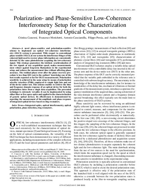 Pdf Polarization And Phase Sensitive Low Coherence Interferometry Setup For The