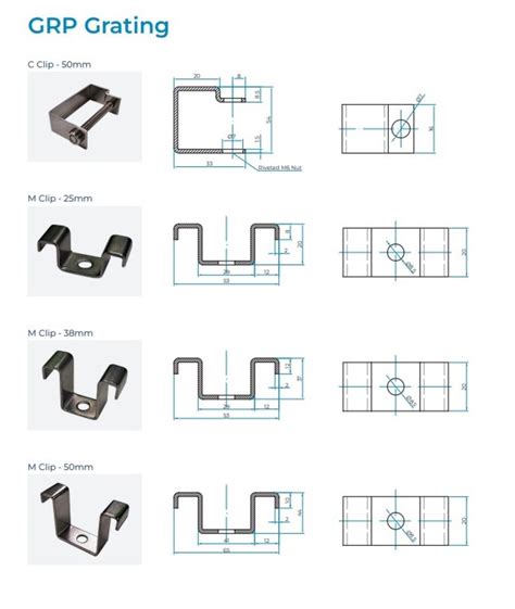 Stainless Steel C Clip For 38mm Grating C W Fixing Bolt Multi Supplies 4u