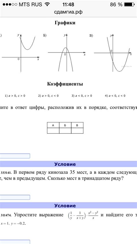 Что на графике Y Ax 2 Bx C означает С А это направление ветвей параболы а что значит С