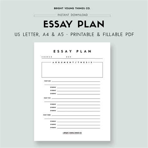 Essay Planner Printable Essay Planner Essay Template Assignment