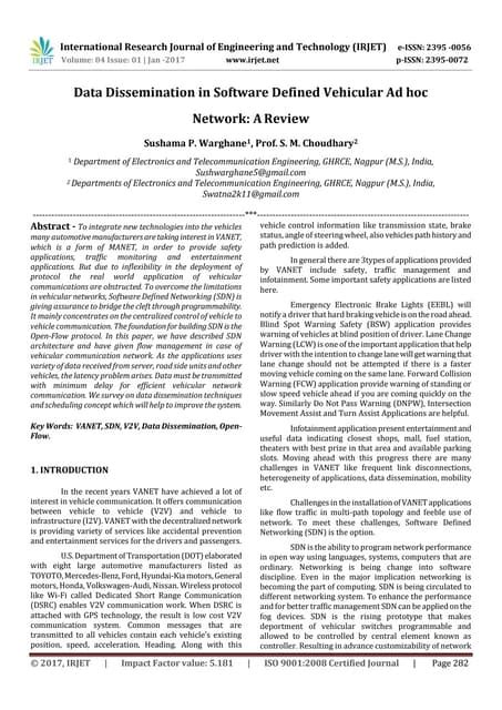 Data Dissemination In Software Defined Vehicular Ad Hoc Network A