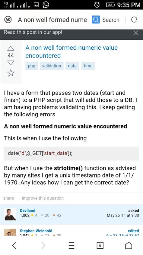 A Non Well Formed Numeric Value Encountered