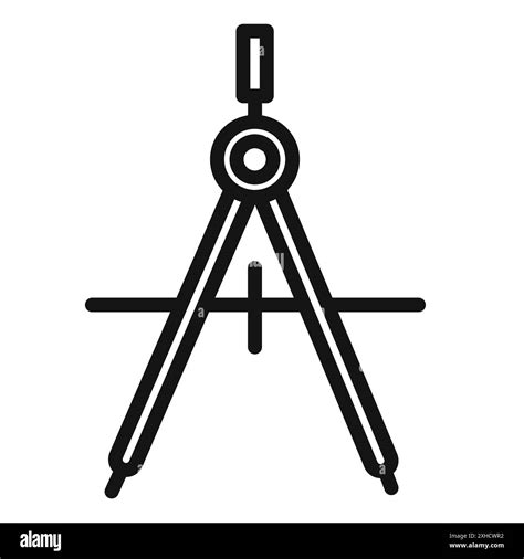Drafting Compass Icon Vector Symbol Or Sign Set Collection In Black And White Outline Stock