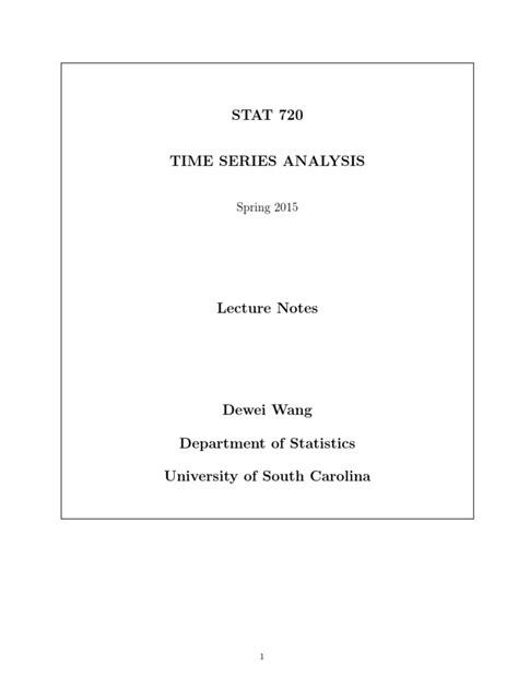 Stat720 Notes Pdf Time Series Autoregressive Model