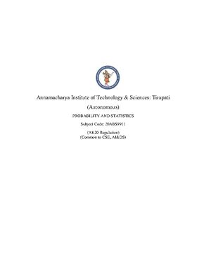 Mathematical And Statistical Foundations JNTU Studocu