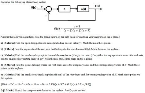 Solved Consider The Following Closed Loop System R S Y S K Chegg