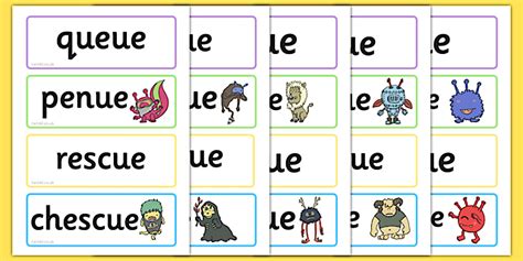Editable Phase 5 Words with ue in them - Sound Flashcards Real and Nonsense