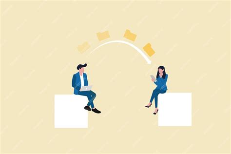 premium vector business people transfer file concept of sharing data