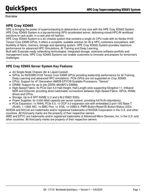 hpe cray supercomputing xd665 system ai pdf computer cluster