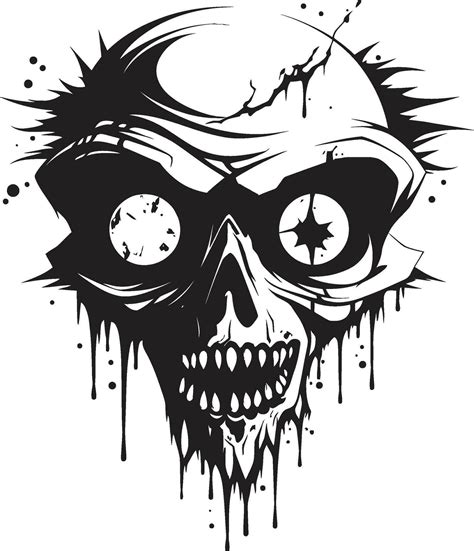 Frightening Zombie Profile Creepy Skull Emblem Sinister Horror Grin